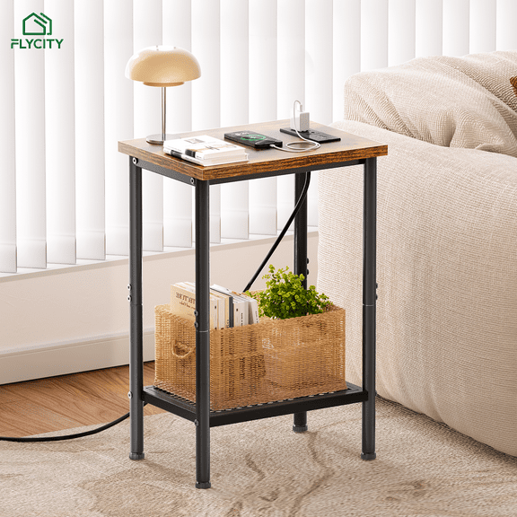KFFKFF Floor Lamp with Integrated Table, Slim 3-Tier End Table ...