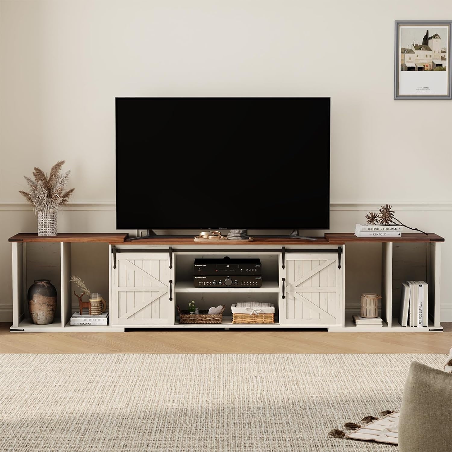 Flycity Extendable TV Stand for 85 95 105 Inch TVs, Large Entertainment ...