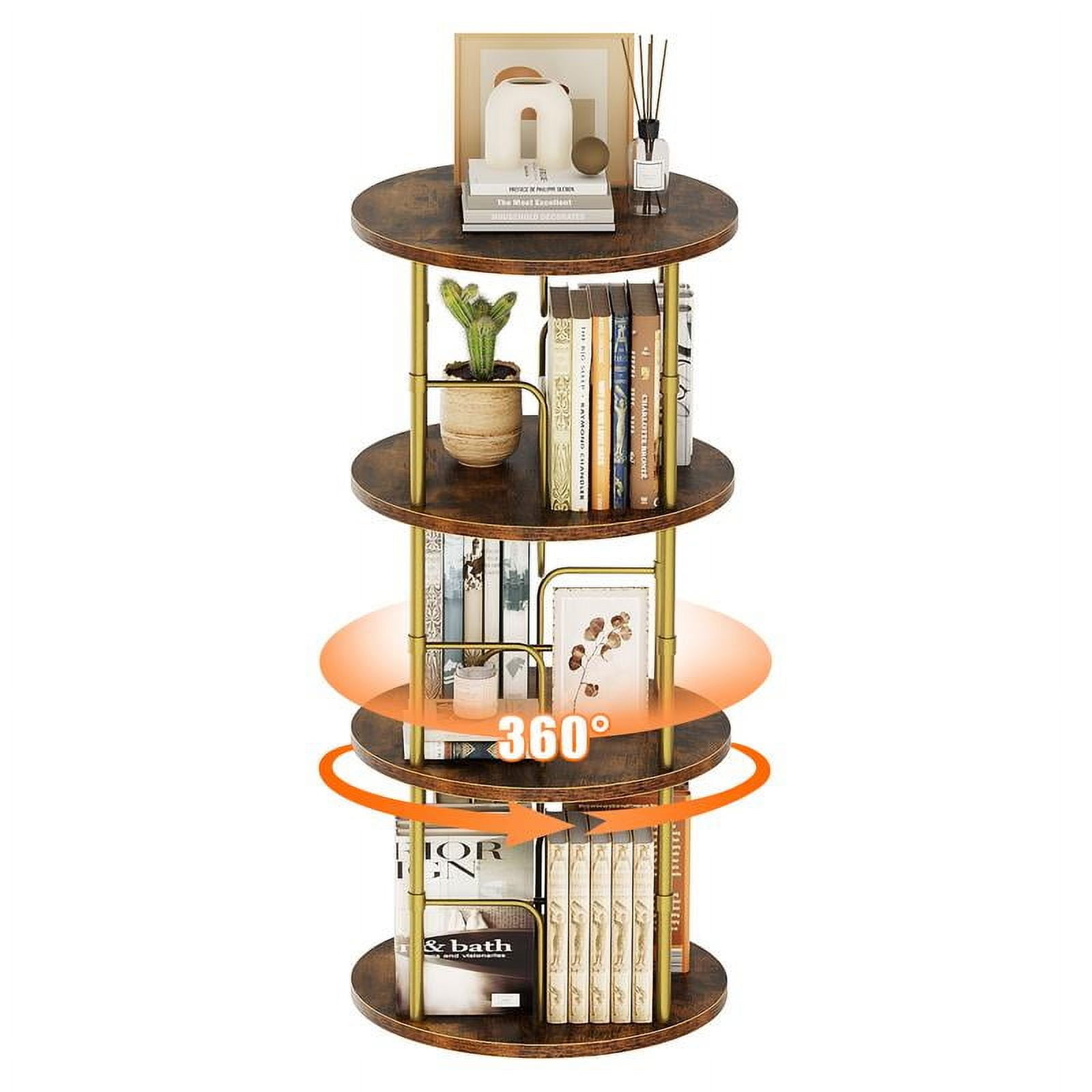 Flycity Rotating Bookshelf 3-5 Tier Spinning Bookshelf Tower 360 ...