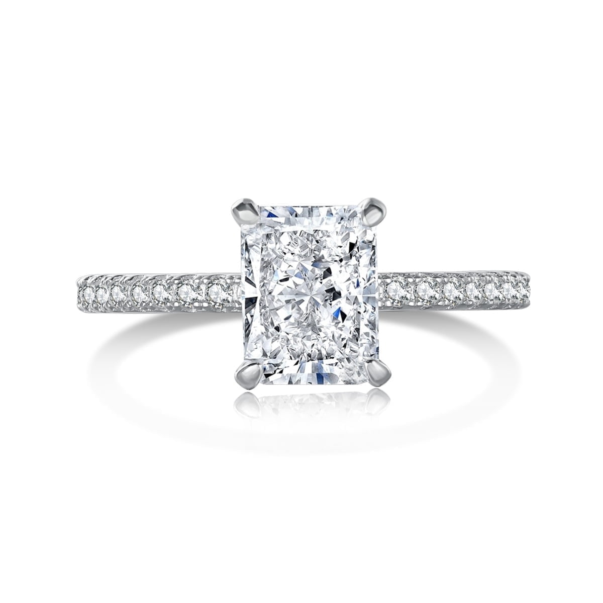 Flydeer 2ct Radiant Cut Engagement Rings for Women 925 Sterling Silver ...