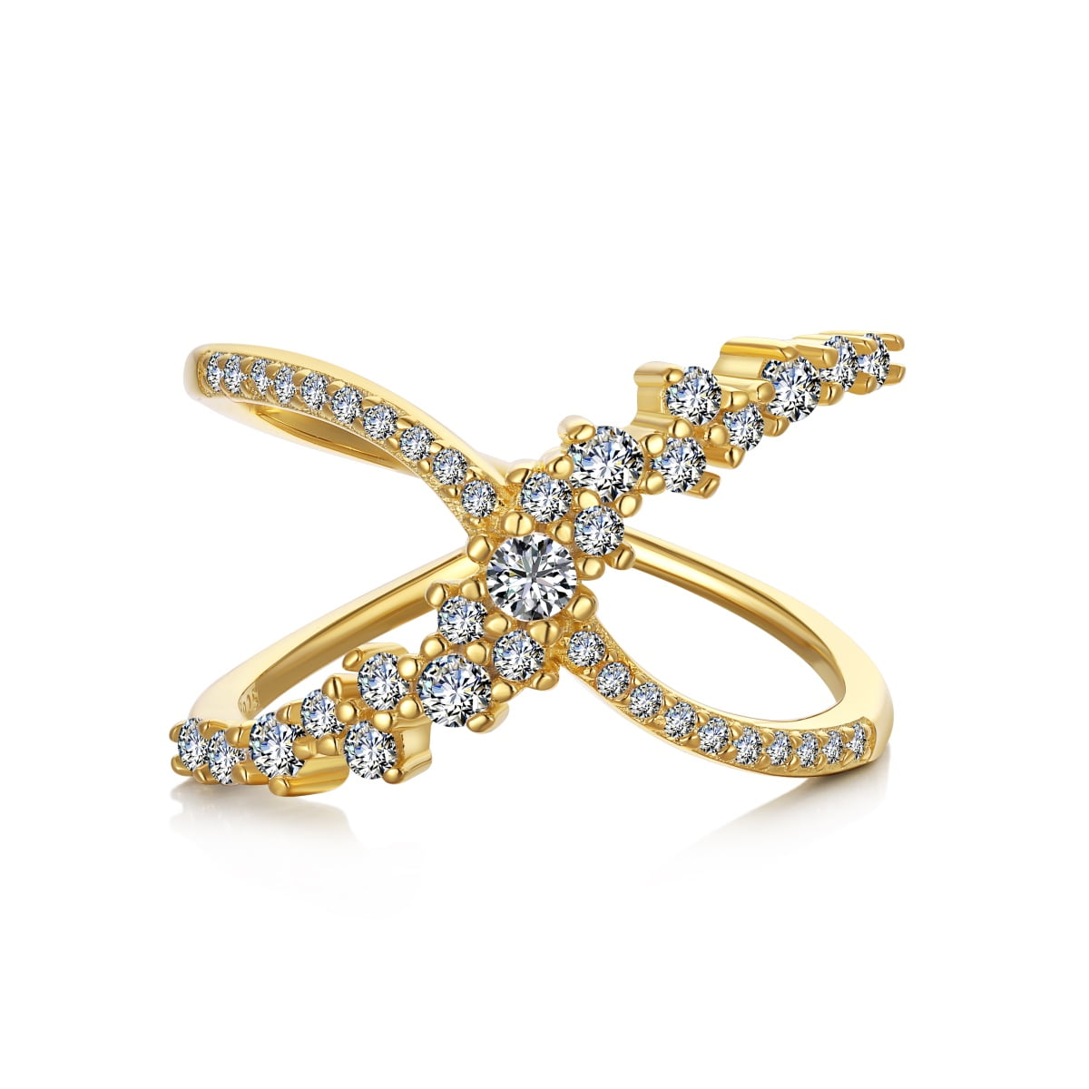 Flydeer 5A Zirconia with 925 Sterling Silver Personality Double-layer ...