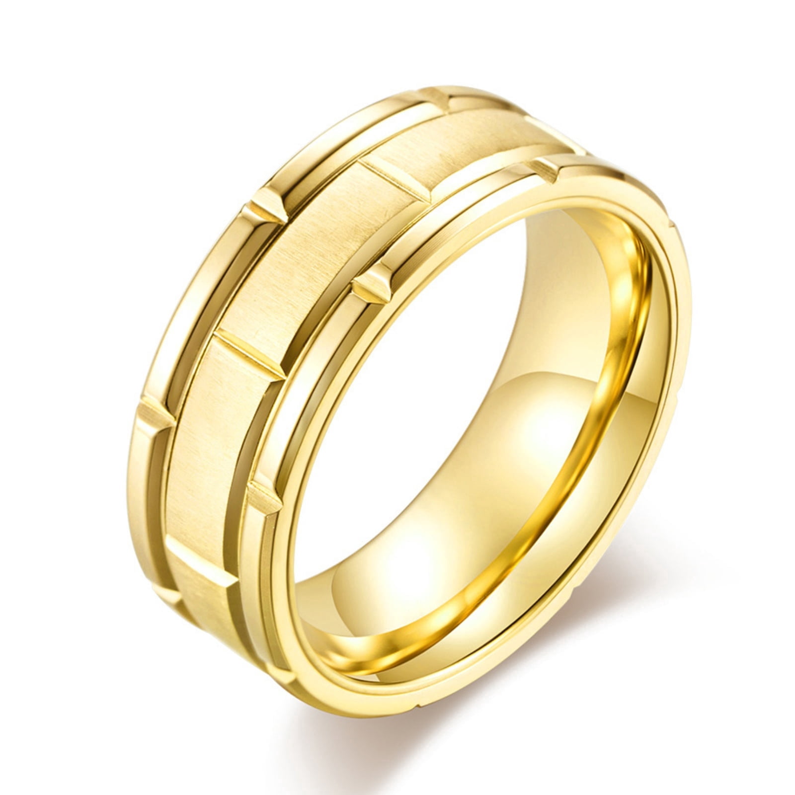 Flydeer Men Wedding Band Titanium Steel 8mm Yellow Men Rings Promise ...