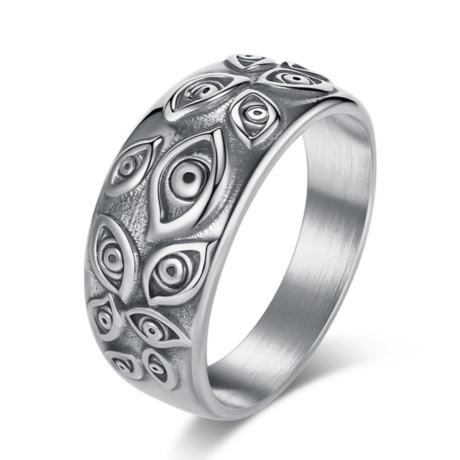 Flydeer Rings for Men Titanium Steel Eye of God 10mm Men Rings All ...