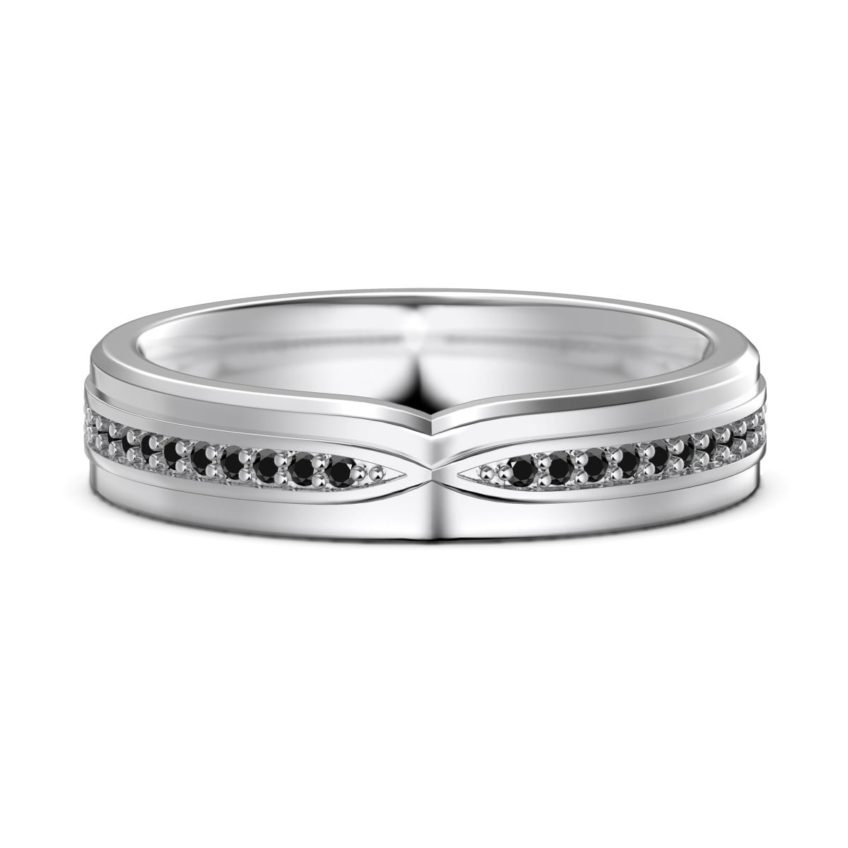 Flydeer Wedding Matching Ring for Men - Pave Black Zirconia with 925 ...