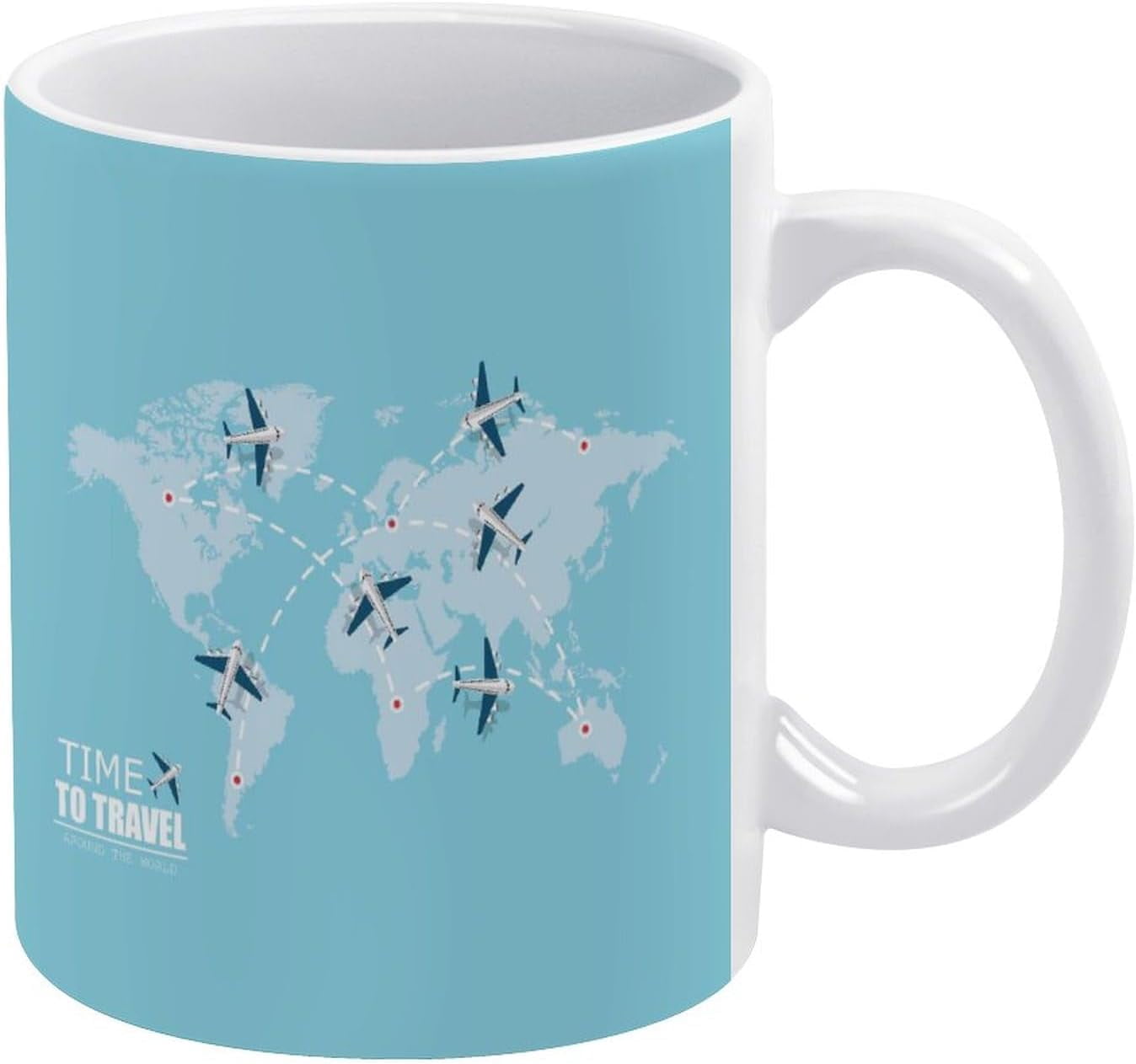 Flying Airplane with Dash Path Line Travel Concept on Turquoise White ...