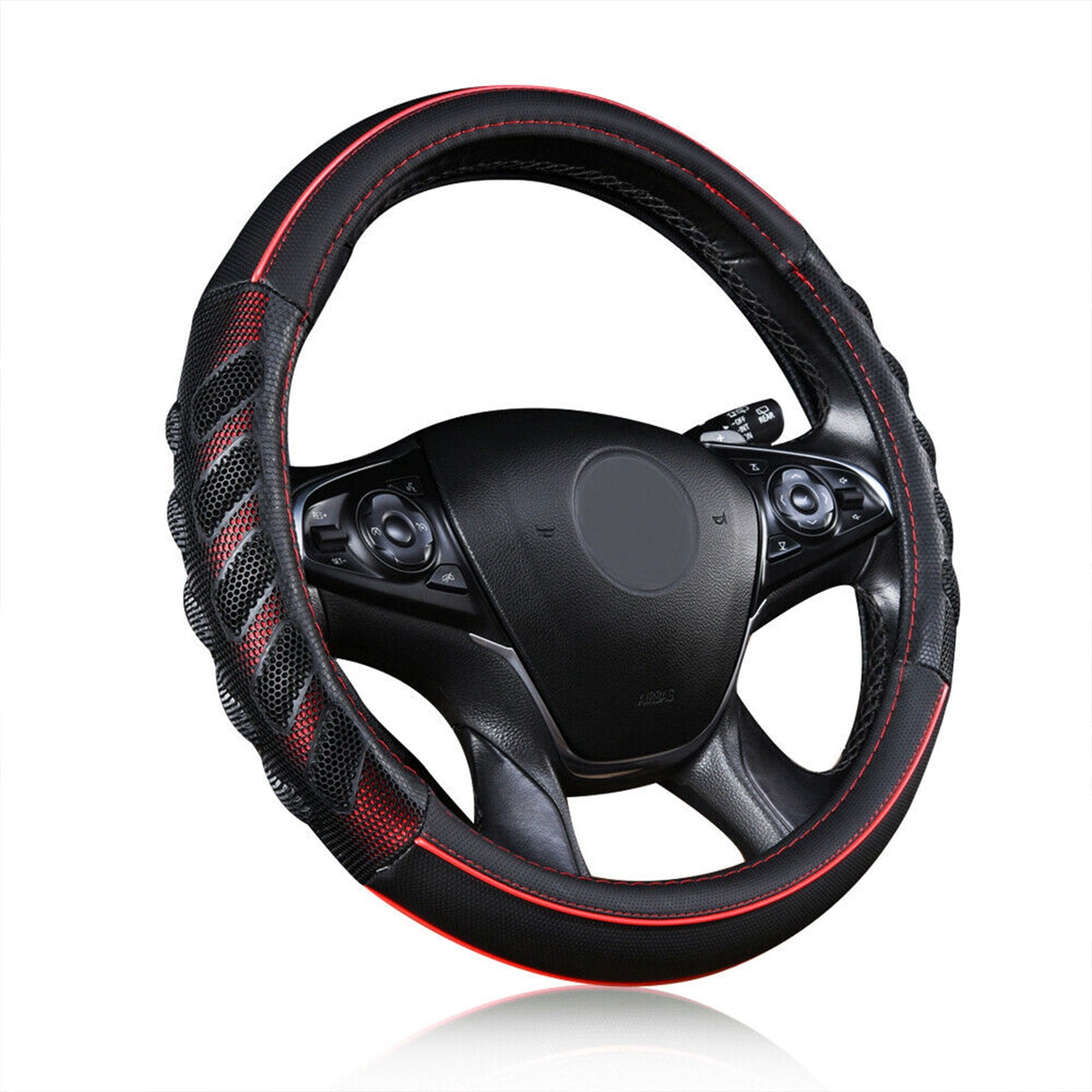 Flying Banner Car Steering Wheel Cover 15" Faux Leather Honeycomb Anti ...