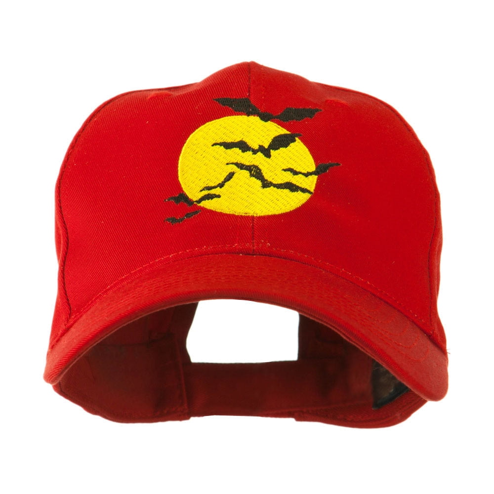 Flying Bats with Moon Embroidered Cap - Red OSFM - Walmart.com