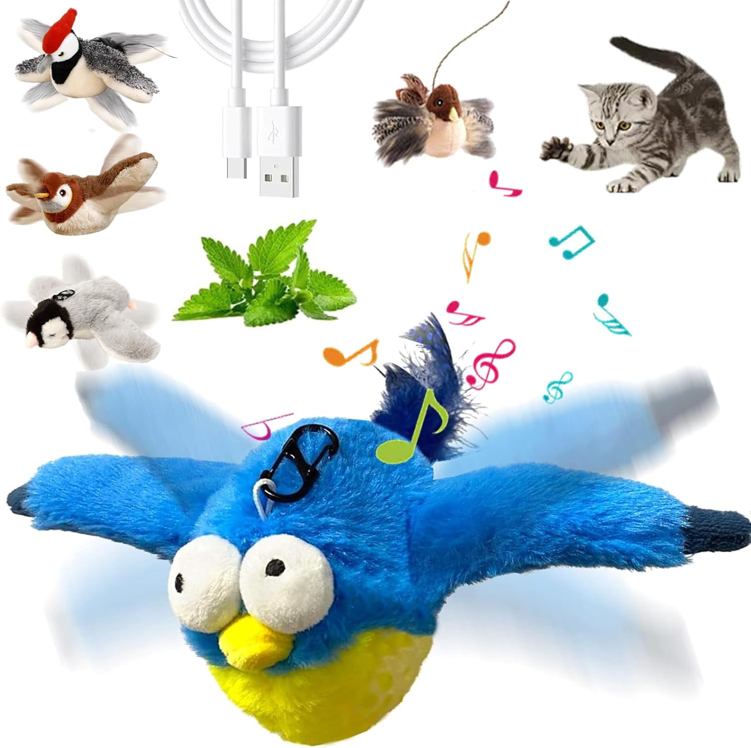Flying Bird Cat Toy, 2026 New Flapping Bird Cat Toy, Rechargeable ...