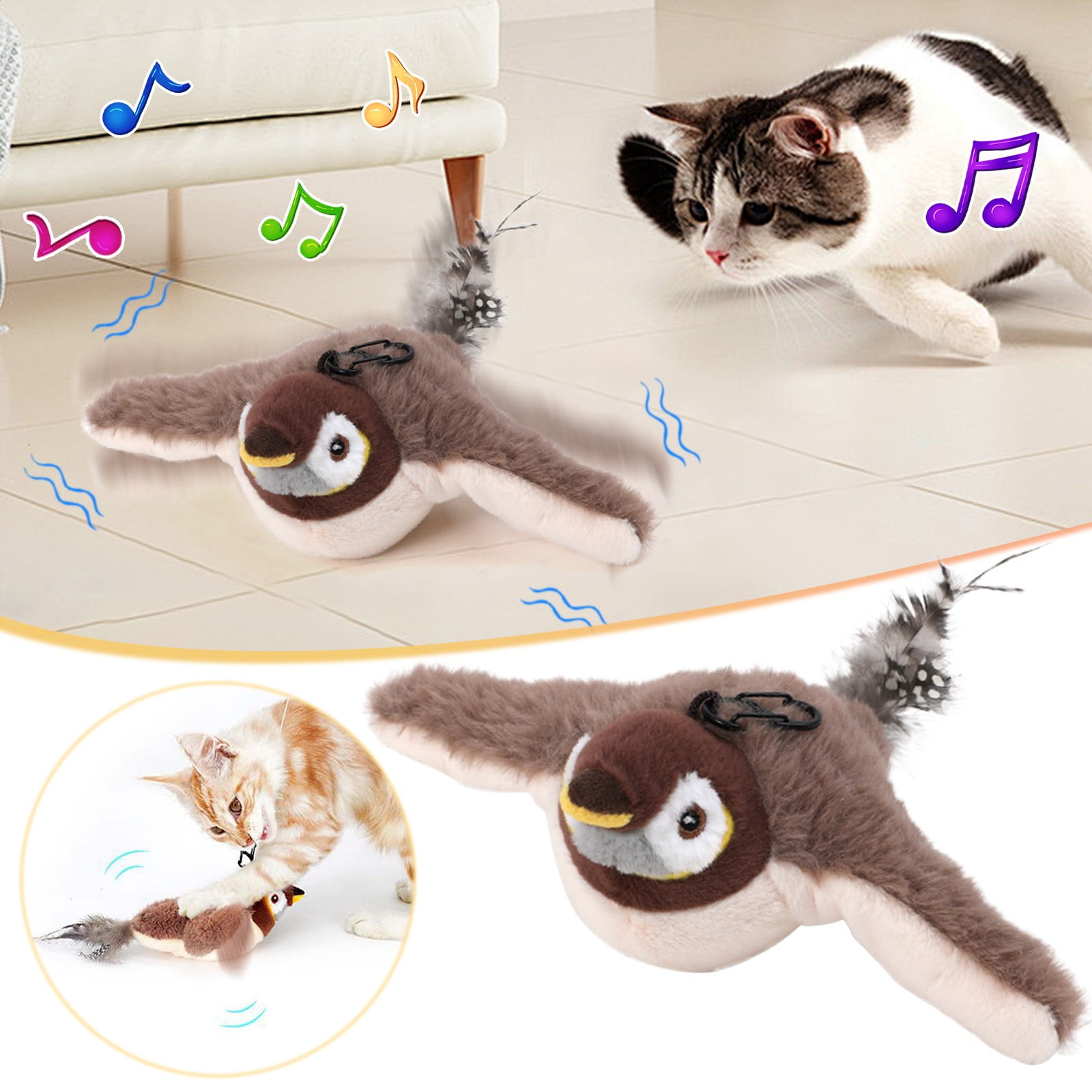 Flying Bird Cat Toy, Interactive Chirping Bird Cat Toy, 2025 New ...