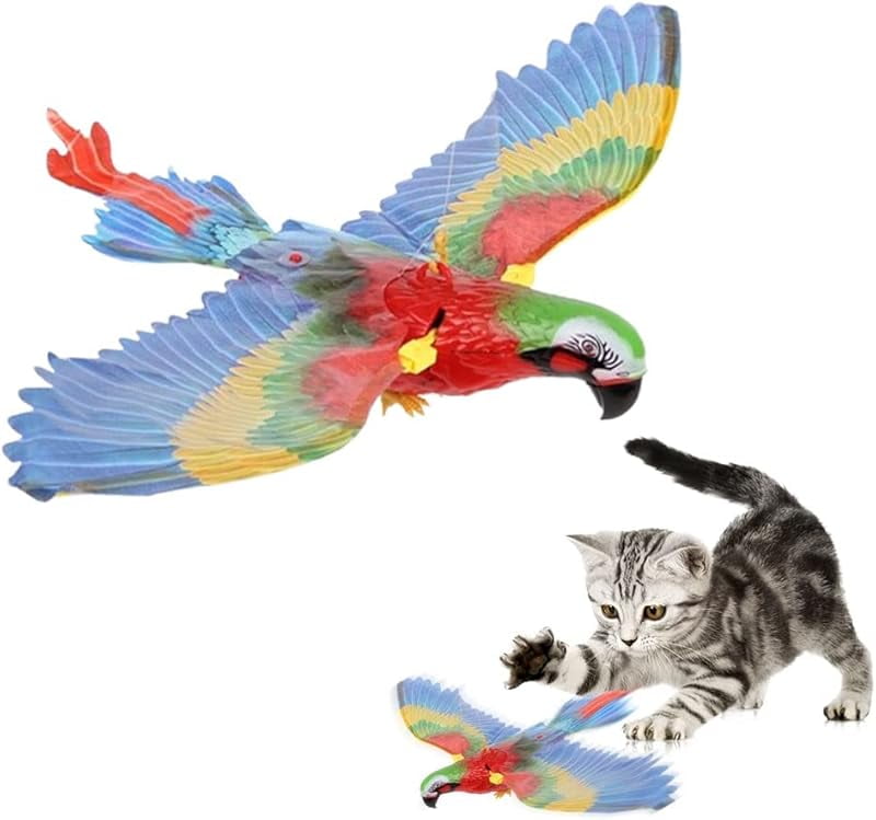 Flying Bird Cat Toy with Lights and Sound, 2025 New Simulation Bird ...