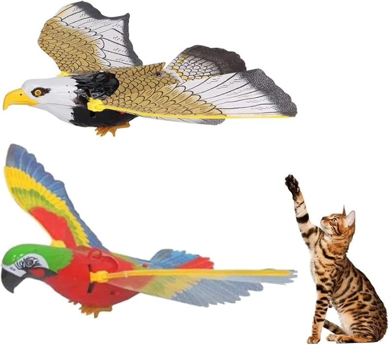 Flying Bird Cat Toy with Lights and Sound, 2025 New Simulation Bird ...
