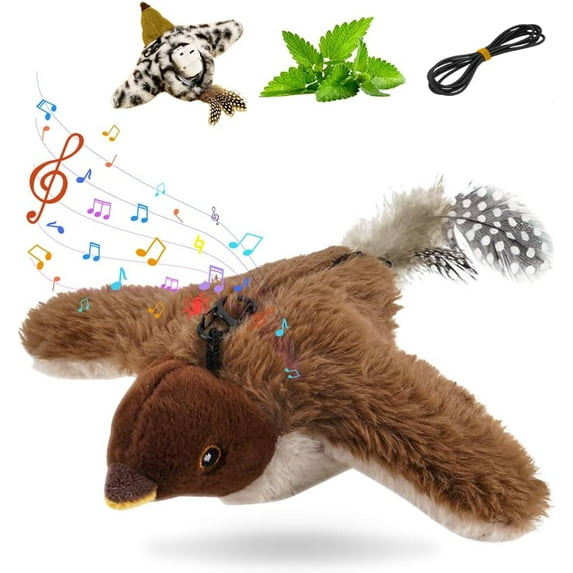 Flying Bird Cat Toys, Interactive Chirping Sparrow with Automatic ...