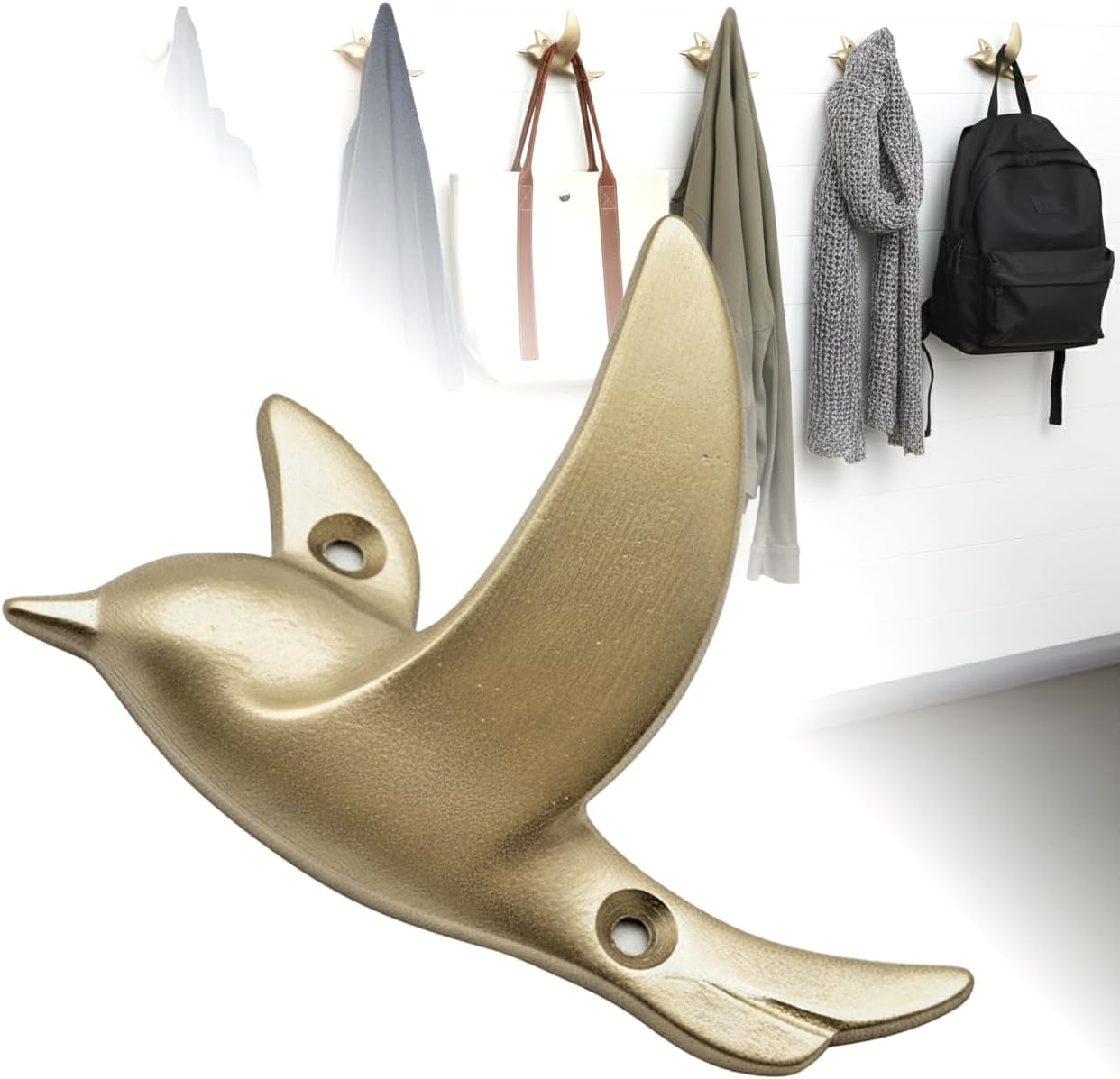 Flying Bird Iron Cast Decorative Bird Wall Mounted Coat Hooks (Robin ...