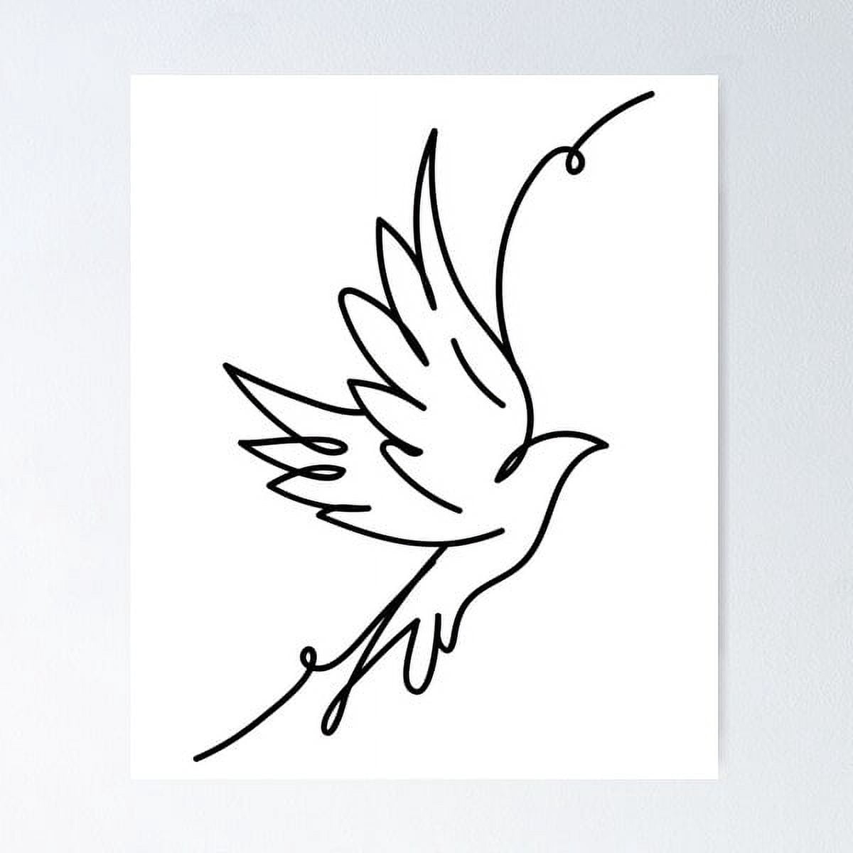 Flying Bird Line Drawing Single Continuous Line Bird Dove Bohemian ...