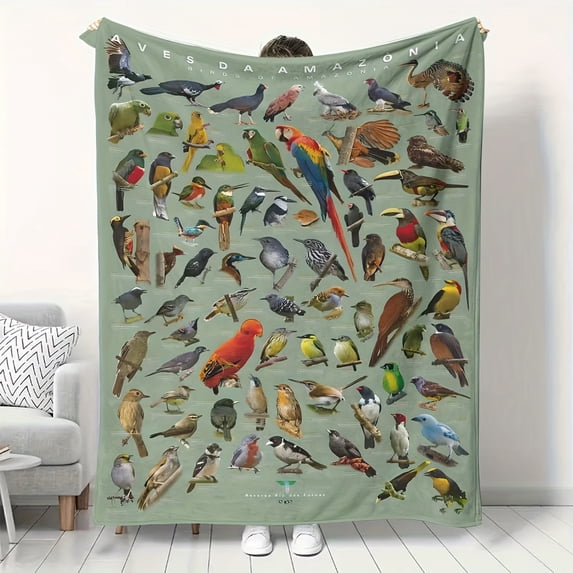 Flying Bird Themed Printed Blanket, Gift Blanket, Flannel Blanket, Warm ...