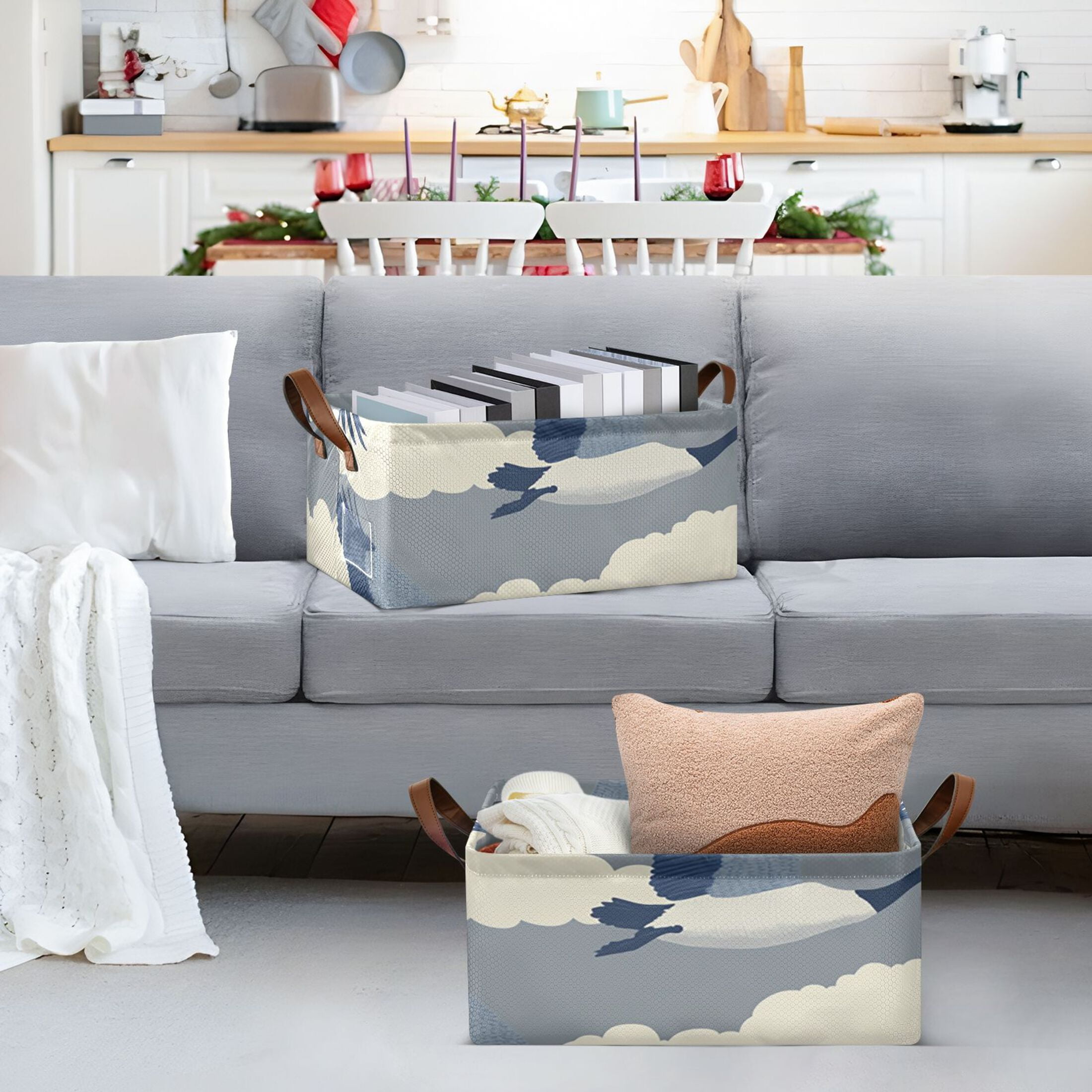 Flying Birds Storage Bins with Handles Foldable Storage Baskets for ...