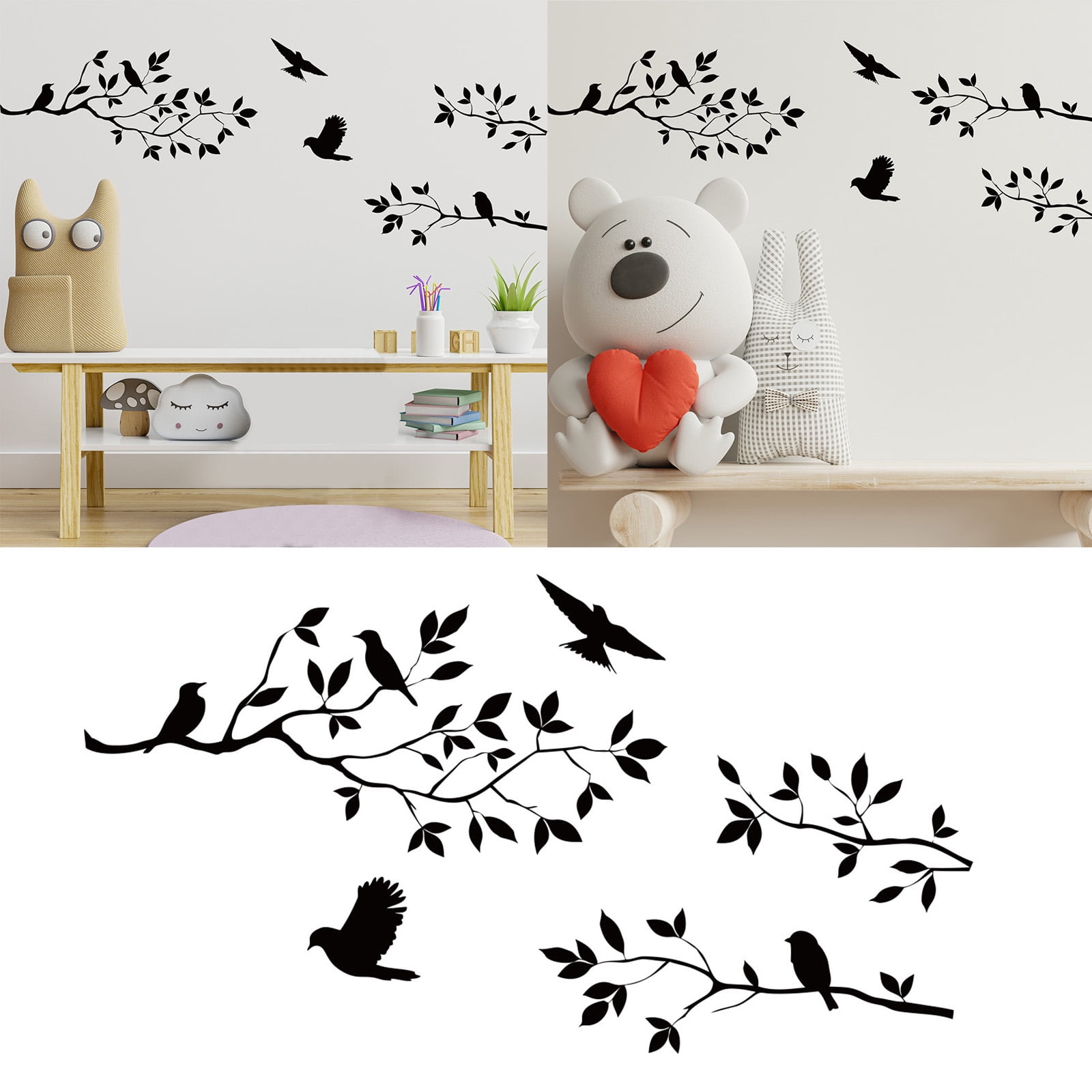 Flying Birds Tree Branches Wall Sticker Art Decal Poster For Home ...