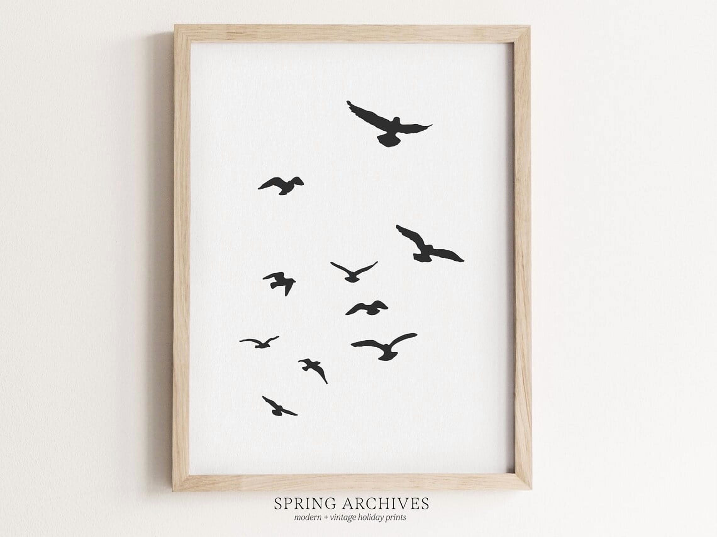 Flying Birds Wall Art, Minimalist Bird Flock Home Decorations, Neutral ...
