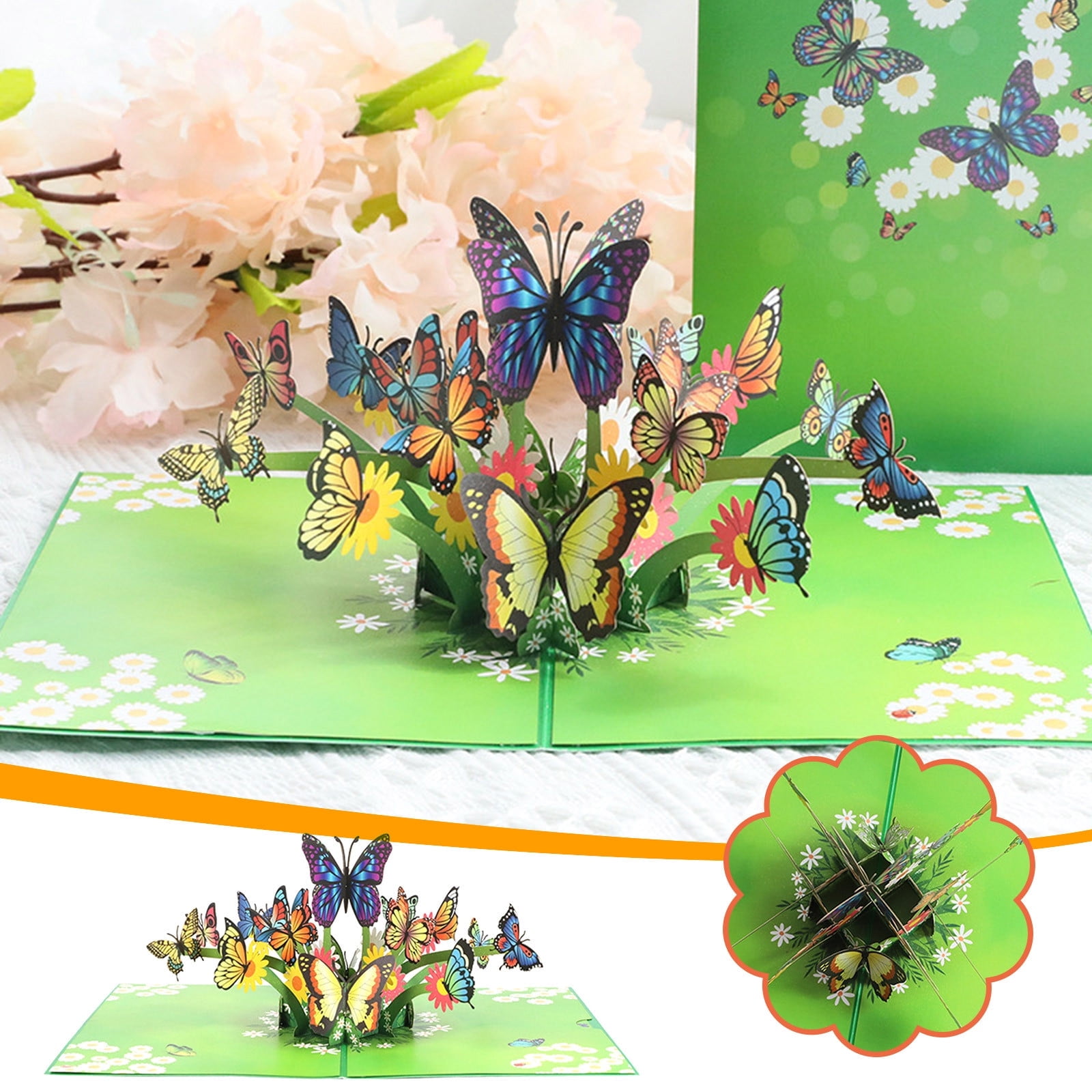 Flying Butterflies Pop Up Card, 3D Flower Butterflies Birthday Card ...