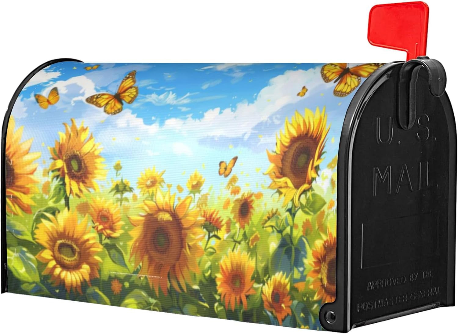 Flying Butterflies and Sunflowers Mailbox Covers Magnetic Standard Size ...