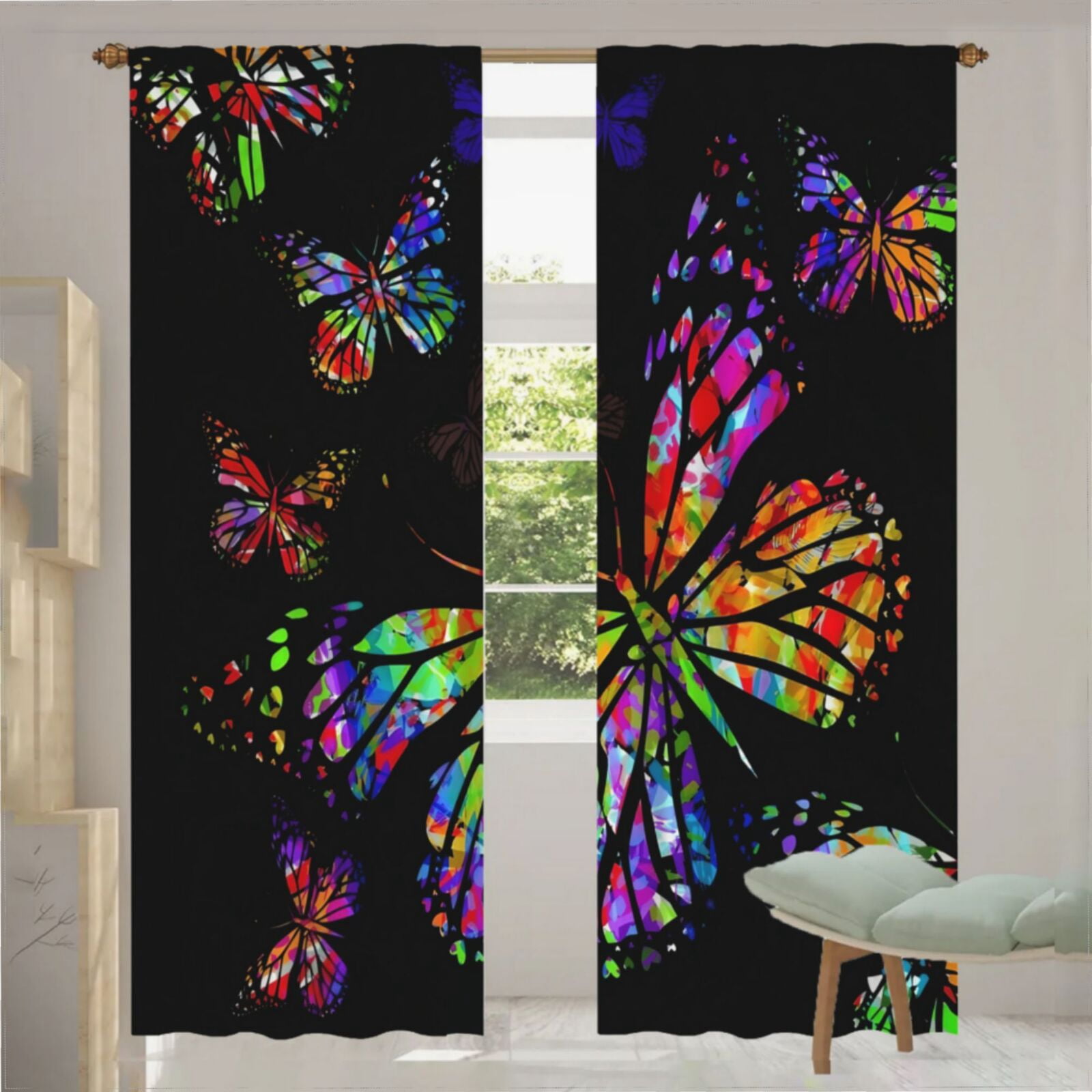 Flying Butterflies Watercolor Curtains for Living Room Bedroom Decor ...