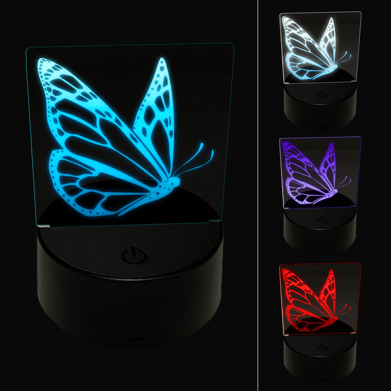 Flying Butterfly LED Night Light Sign 3D Illusion Desk Nightstand Lamp ...