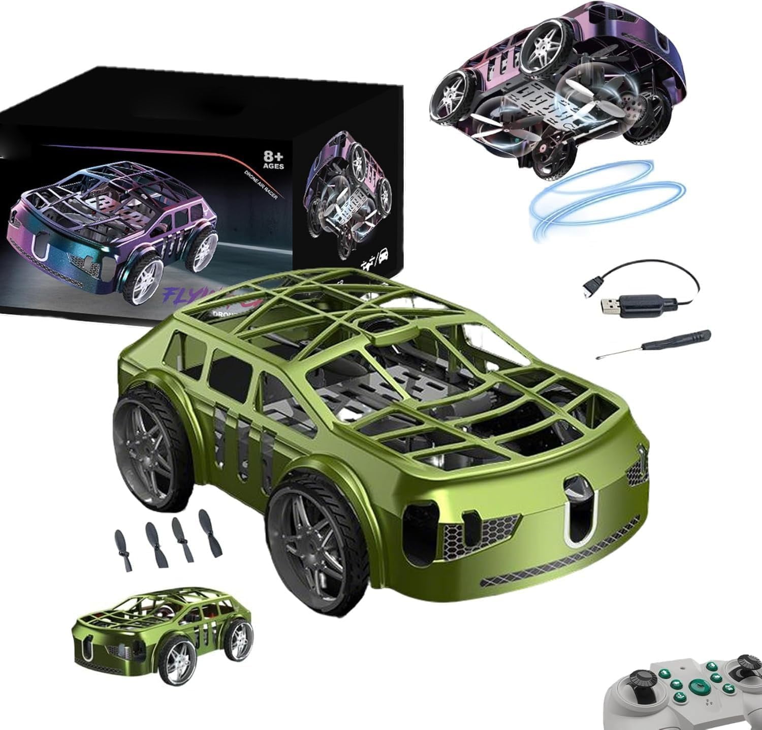 Flying Car Toy, Flying Remote Control Car, 2 in 1 Flying RC Cars Drone ...
