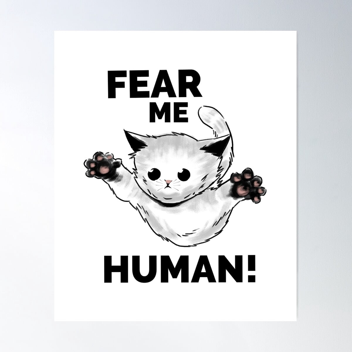 Flying Cat Fear Me Human Poster Wall Art, Modern Wall Decor For Living ...