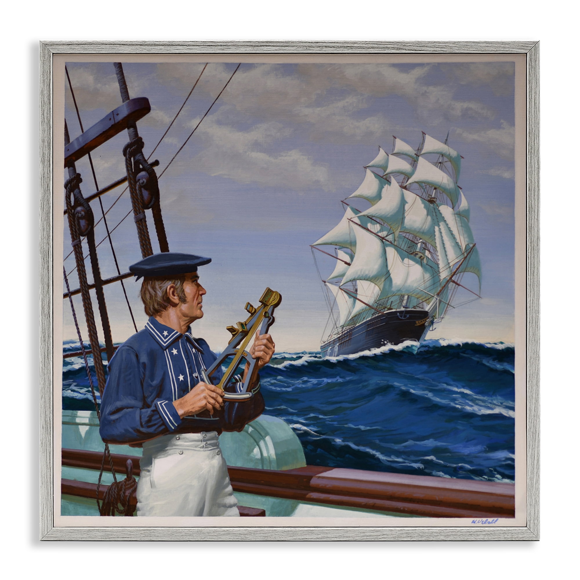 Flying Cloud Sailing Ship Gray Framed Giclee Art, design by Wind River ...