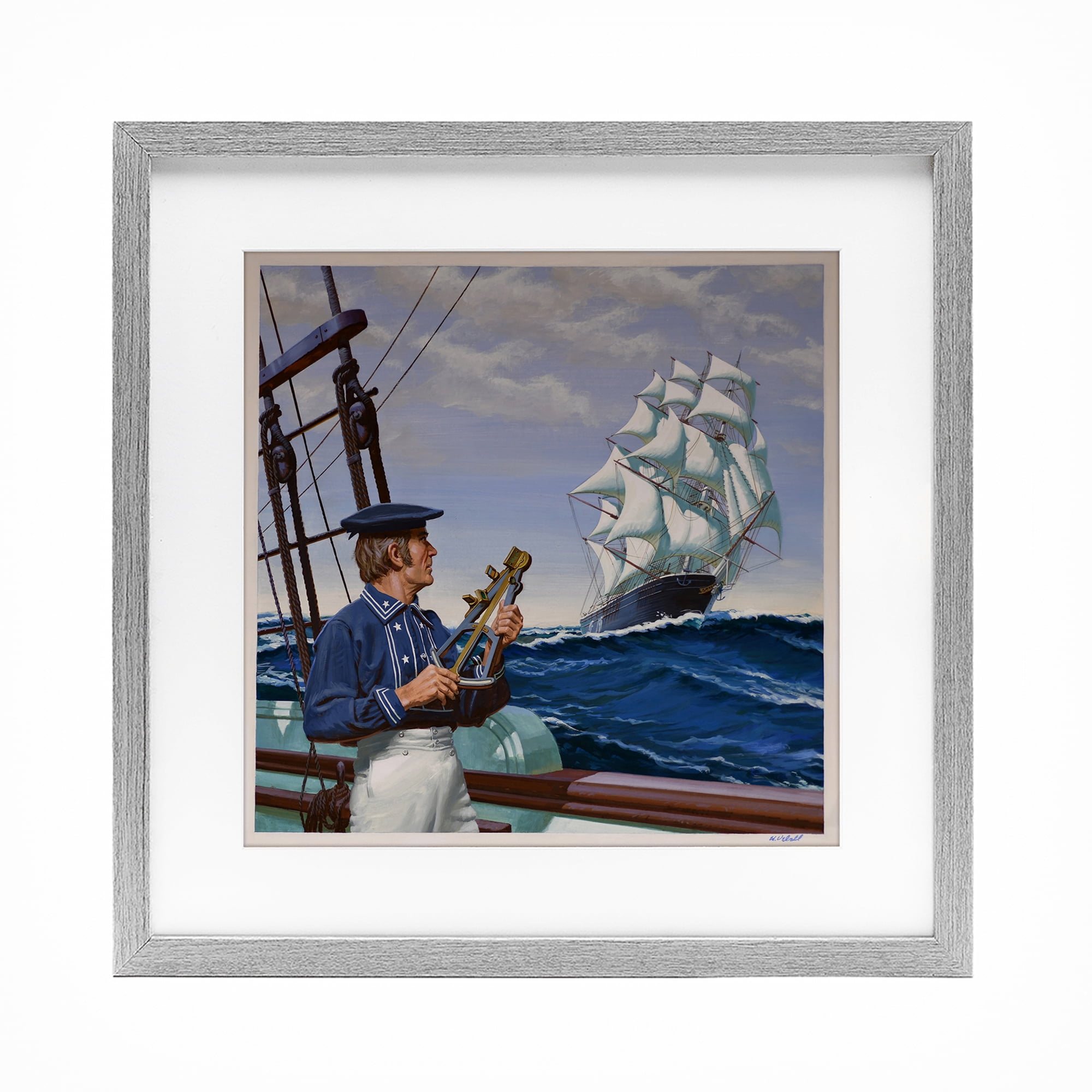 Flying Cloud Sailing Ship Gray Framed Print Under Glass, design by Wind ...