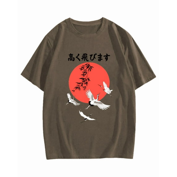 Flying Crane Japan Cotton casual T-shirt- - Walmart.com