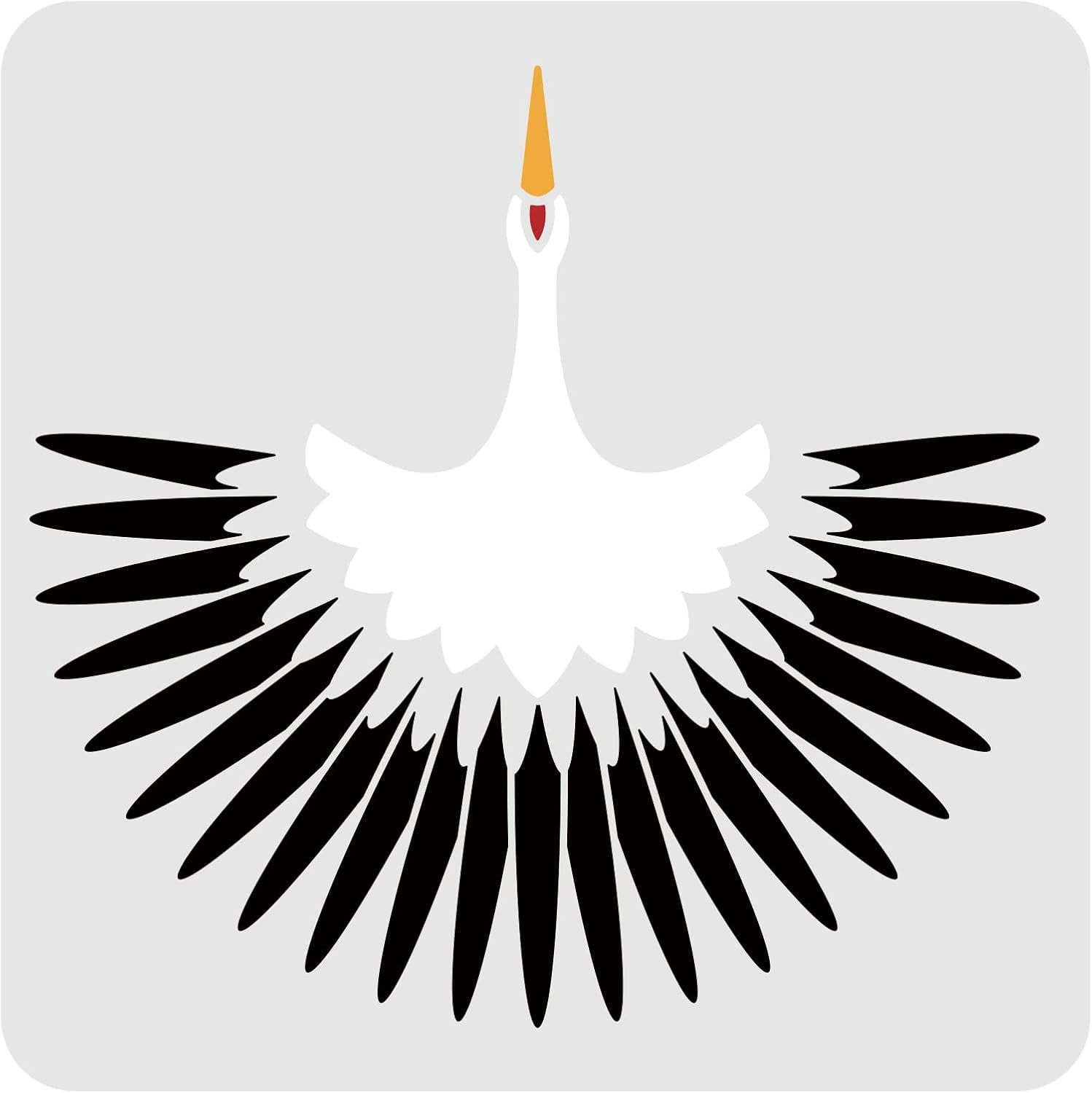 Flying Crane Stencil 11.8x11.8inch Reusable Cranes Pattern Stencil ...