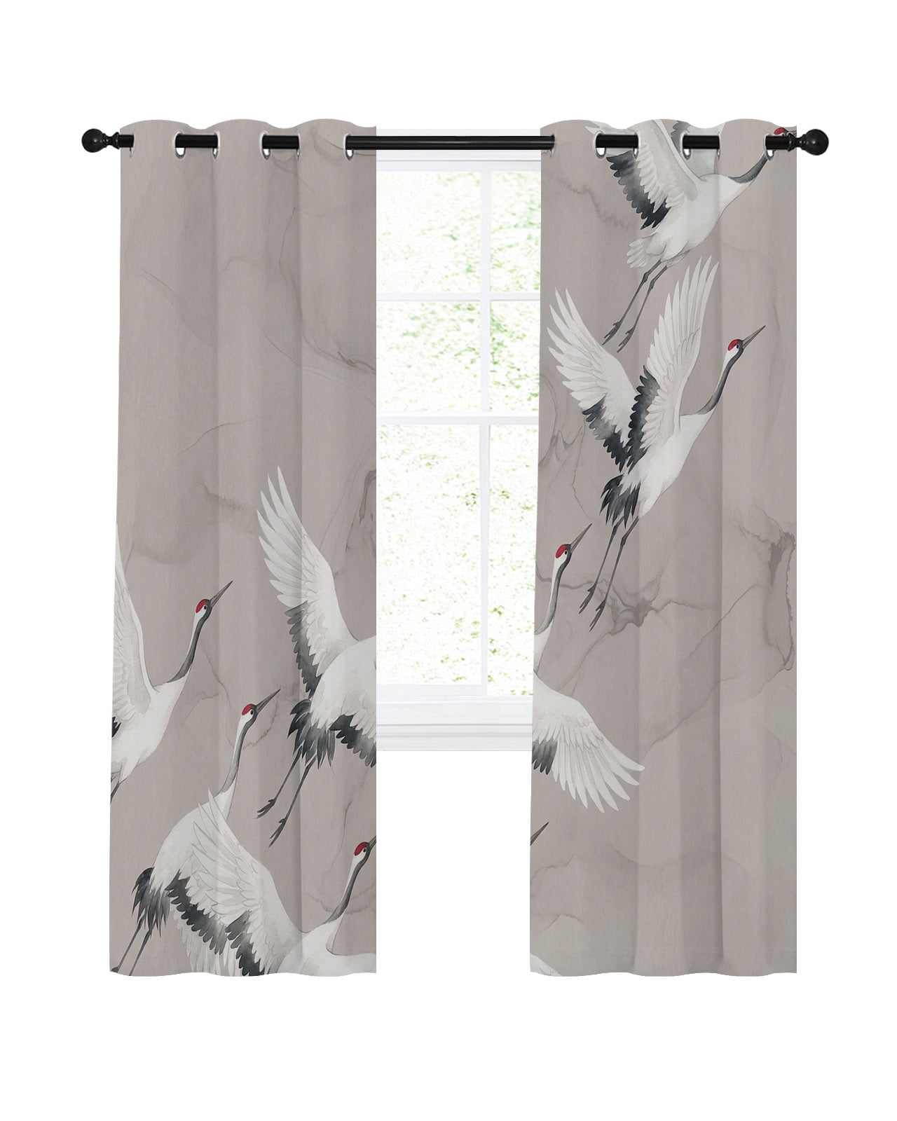 Flying Cranes Blackout Curtains for Bedroom Living Room, Art White Bird ...