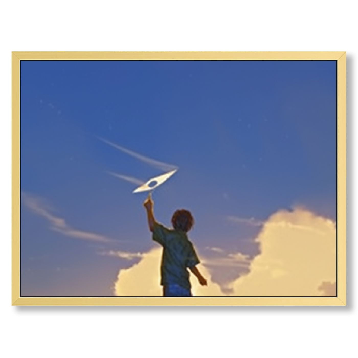 Flying Dream Paper Airplane Abstract Anime Posters Lonely Boy and Car ...