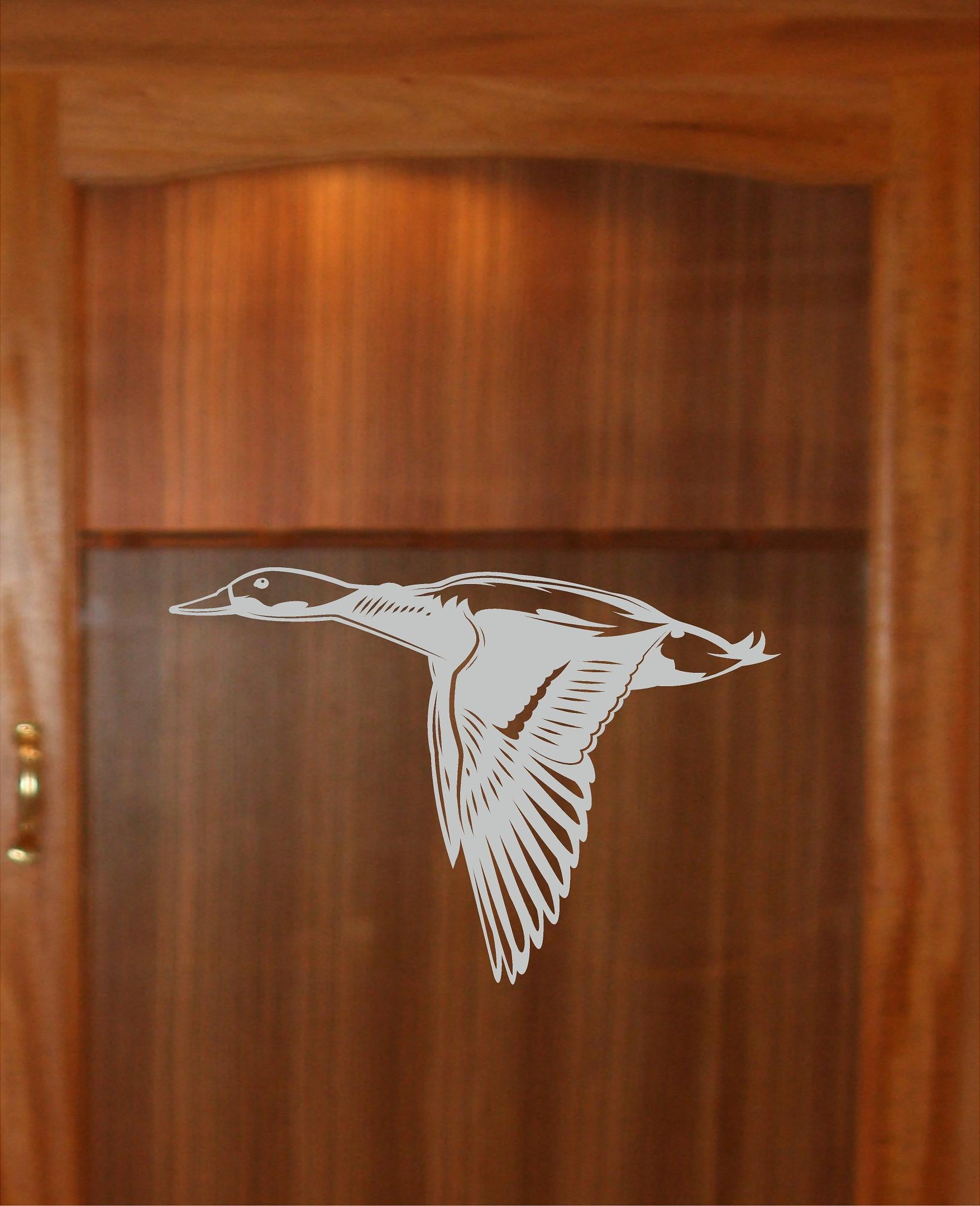 Flying Duck Etched Glass Vinyl Decal Ducks Hunting Entry Way Cabinet ...
