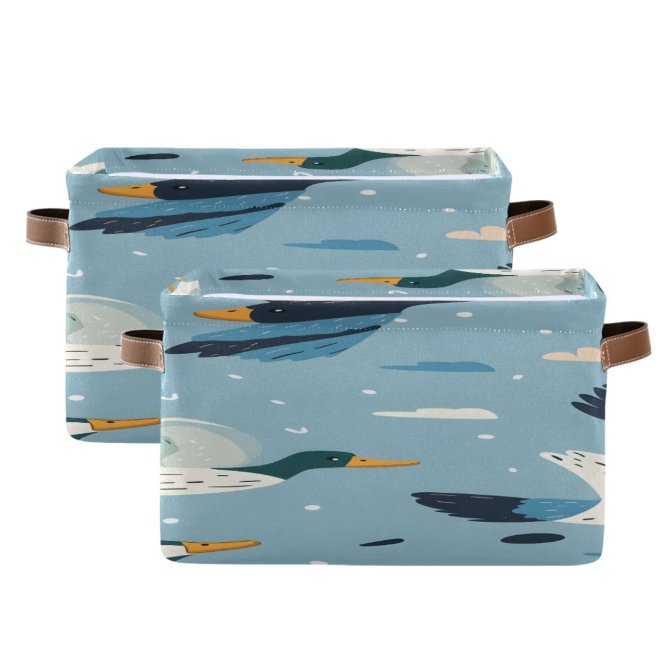 Flying Ducks Cartoon Square Storage Bins with Handles Collapsible ...