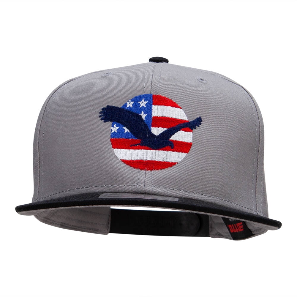 Flying Eagle Logo Embroidered Two Tone Cotton Twill Flat Cap - Black Grey OSFM - Walmart.com