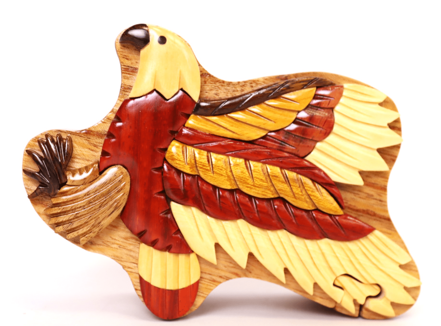 Handcrafted 4-Piece Flying Eagle Secret Wooden Puzzle Box - Walmart.com