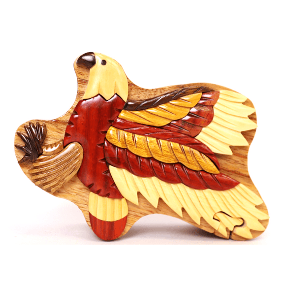 Handcrafted 4-Piece Flying Eagle Secret Wooden Puzzle Box - Walmart.com