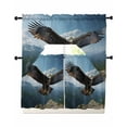 Flying Eagle Swag Valance and Tier Curtains Set Mountains Blue Sky ...
