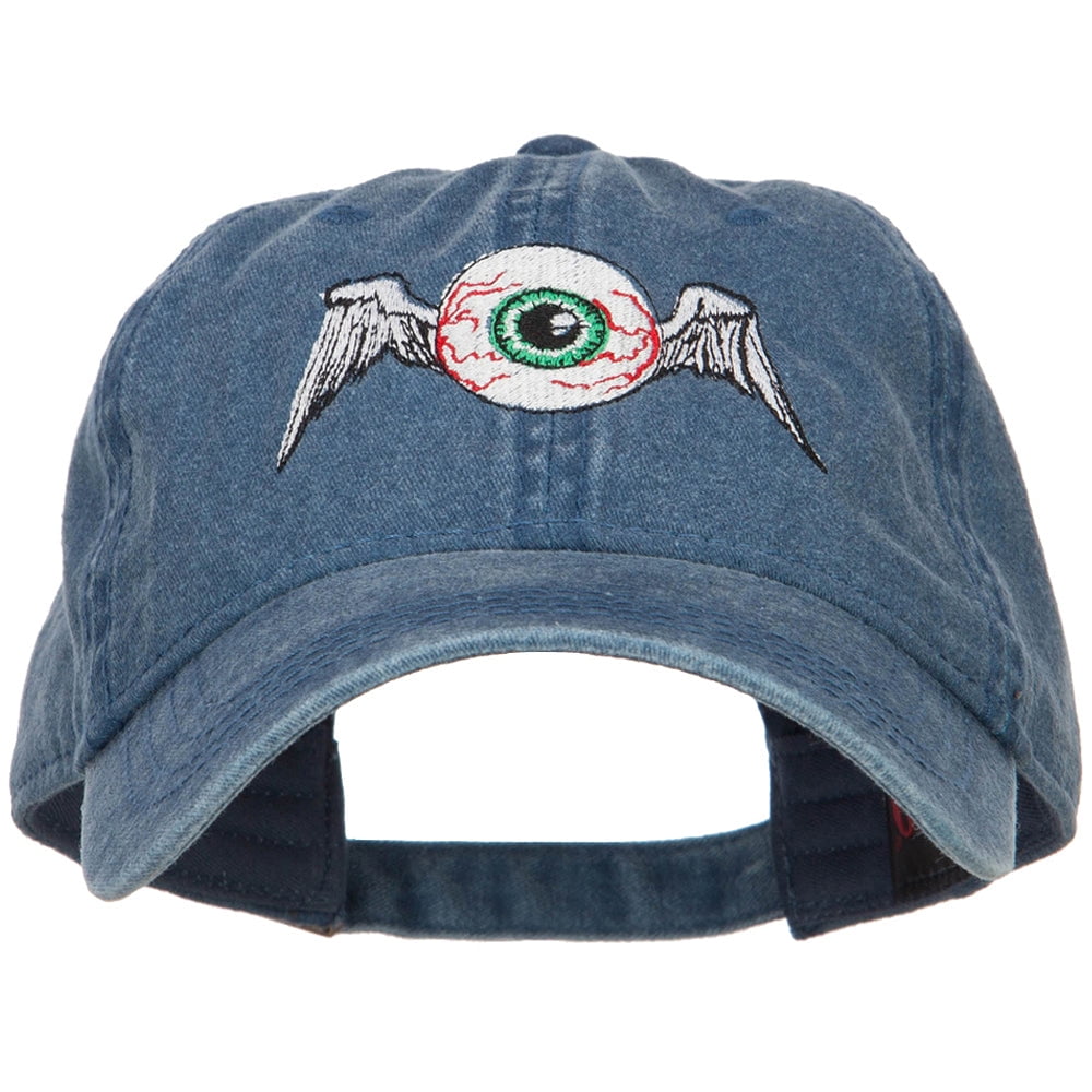Flying Eyeball Embroidered Washed Cap - Navy OSFM - Walmart.com