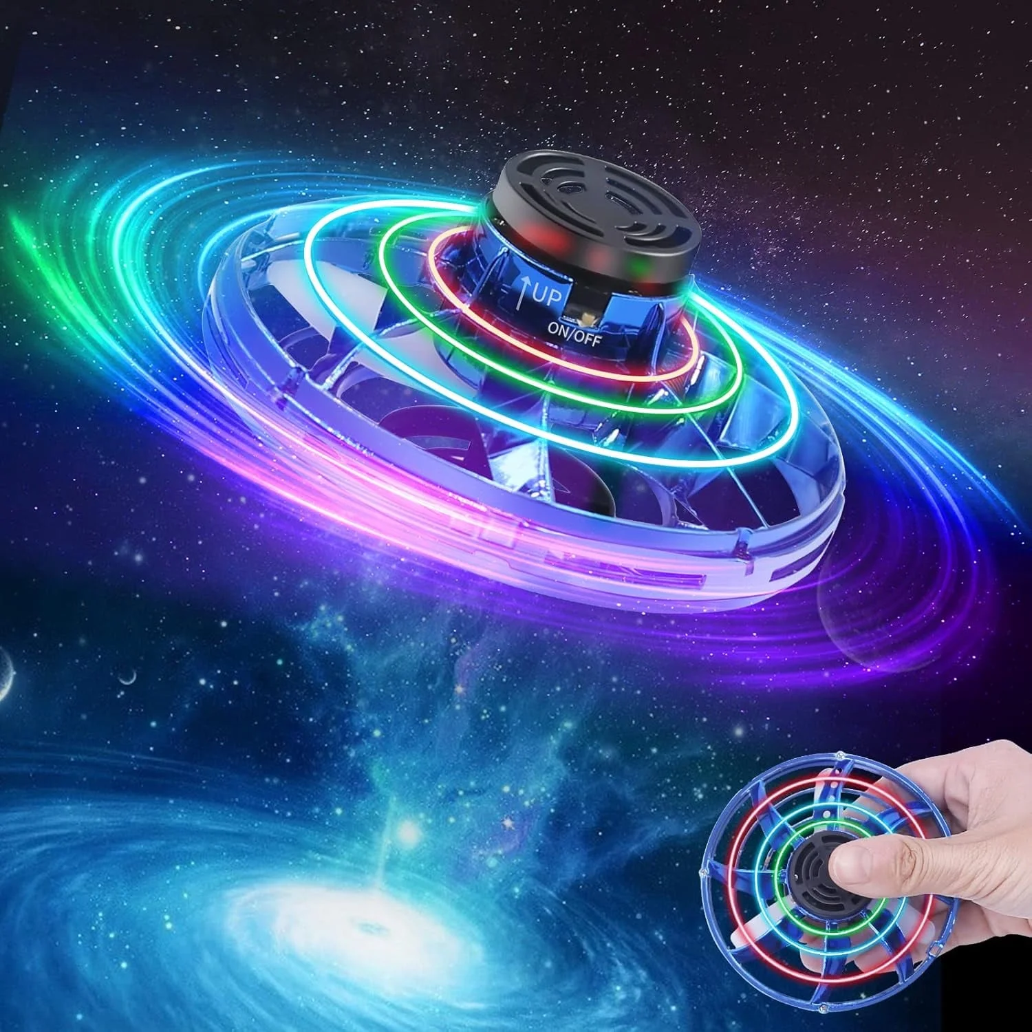 Flying Fidget Spinner,2025 Upgraded Flying Spinner Mini Hand Drone with ...