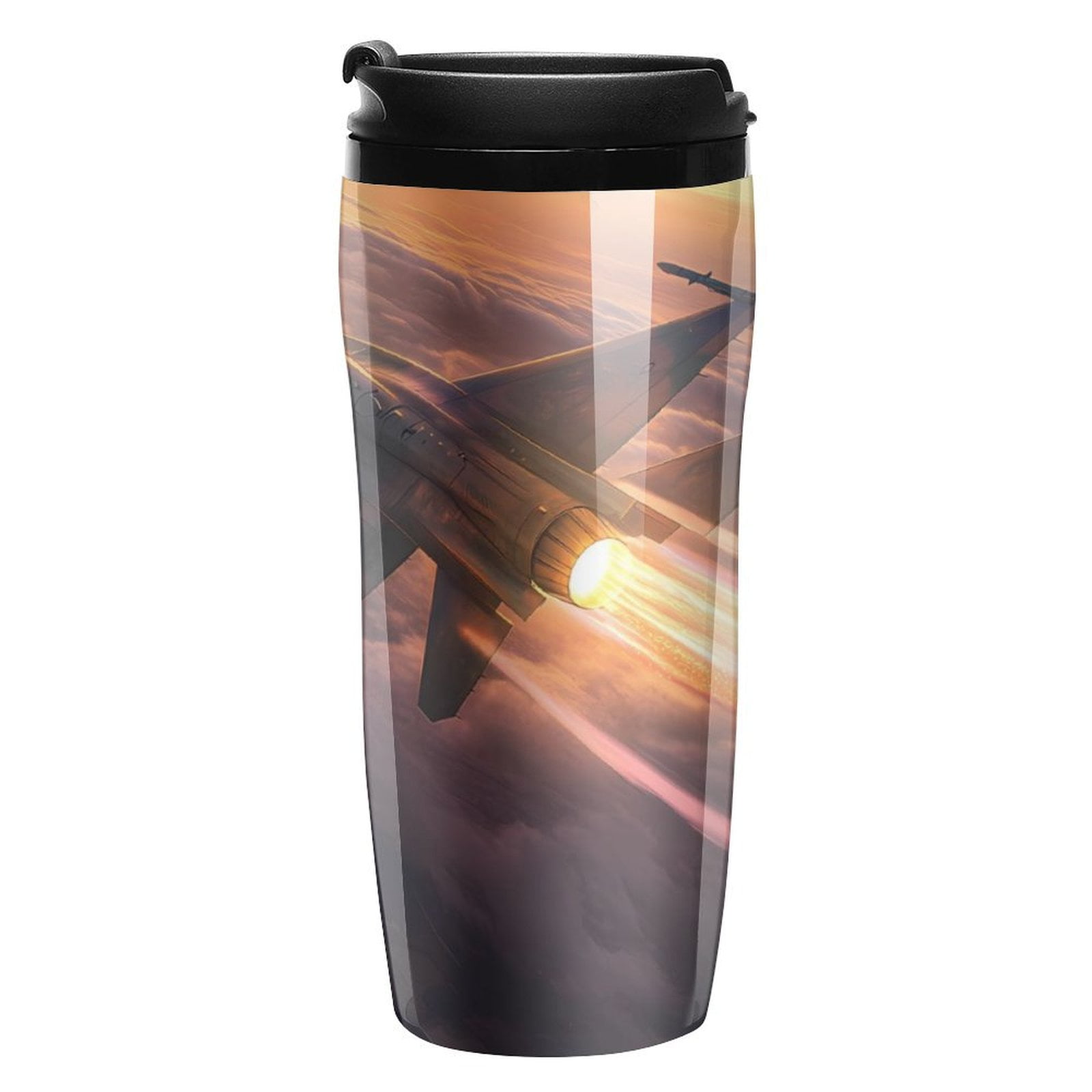 Flying Fighter Jet And Sunset Travel Coffee Tumbler Reusable Cup for ...