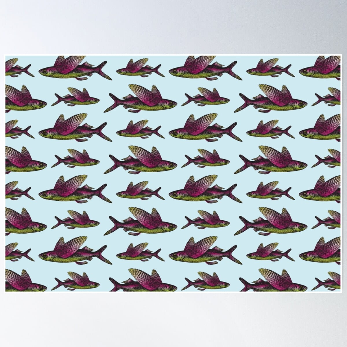 Flying Fish Repeat Pattern | Vintage Fish | Nautical Patterns | Poster ...