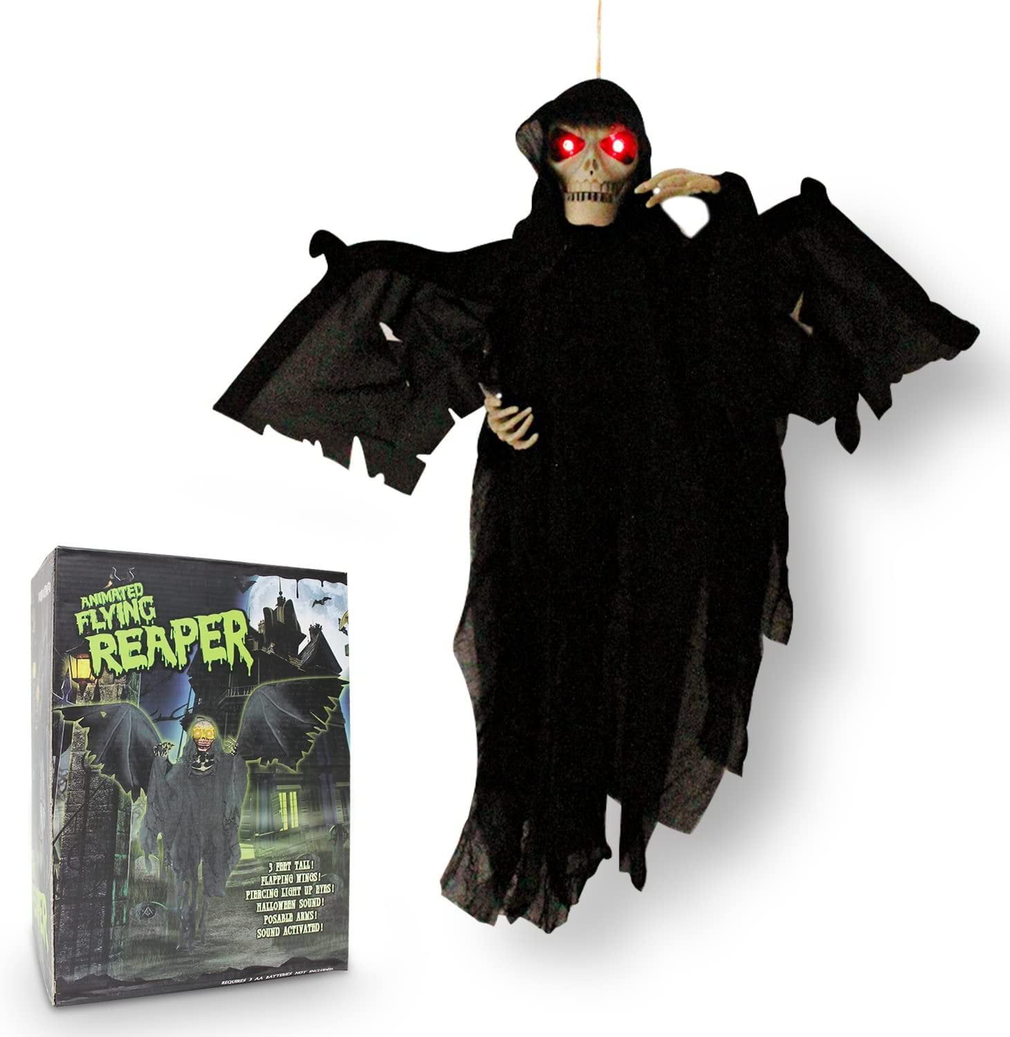 Dazzling Toys Halloween Decoration, Skeleton Ghost with LED Eyes ...