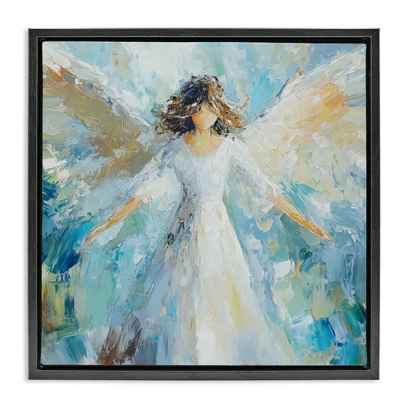 Flying Glory Angel Black Framed Floater Canvas Wall Art, design by ...