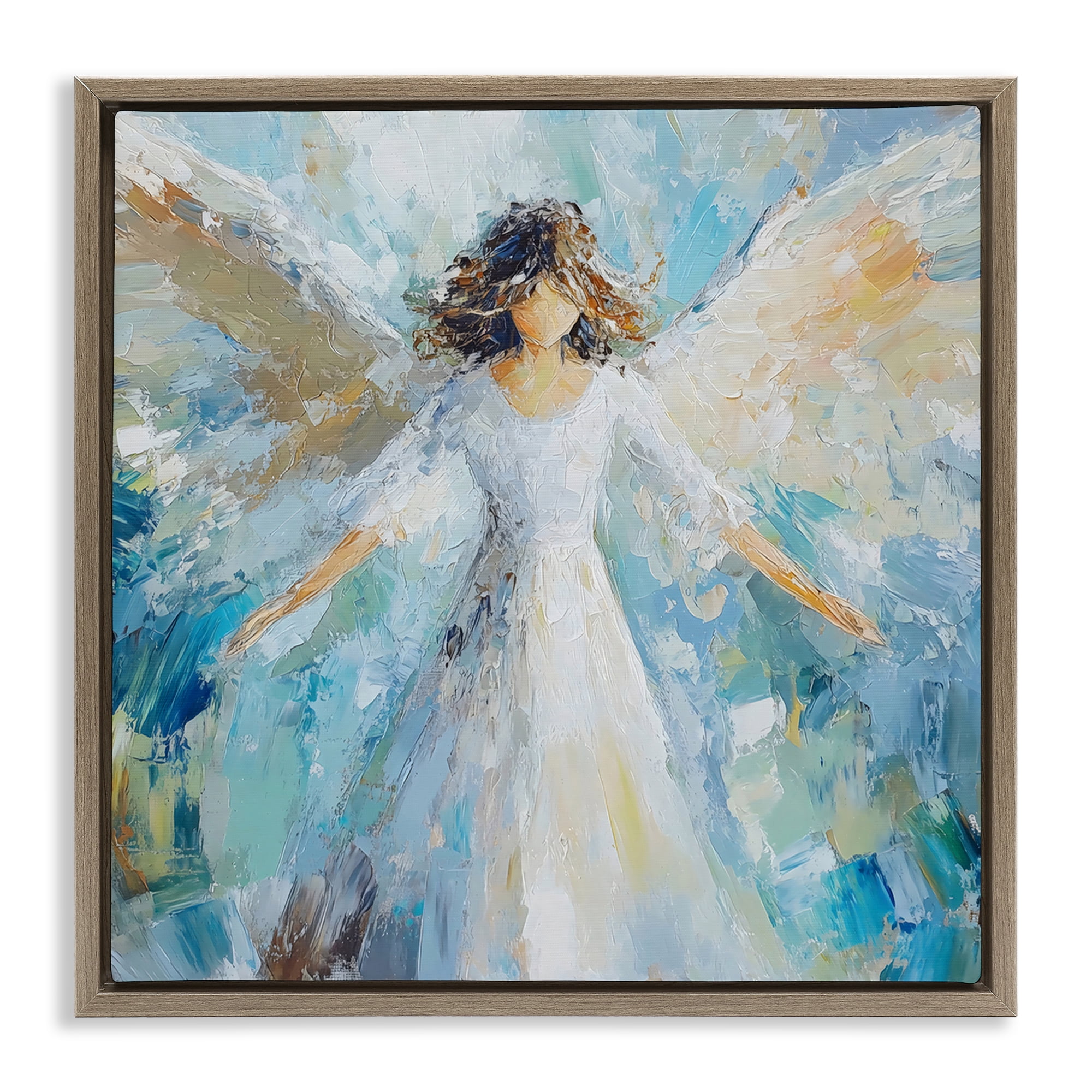 Flying Glory Angel Brown Framed Floater Canvas Wall Art, design by ...