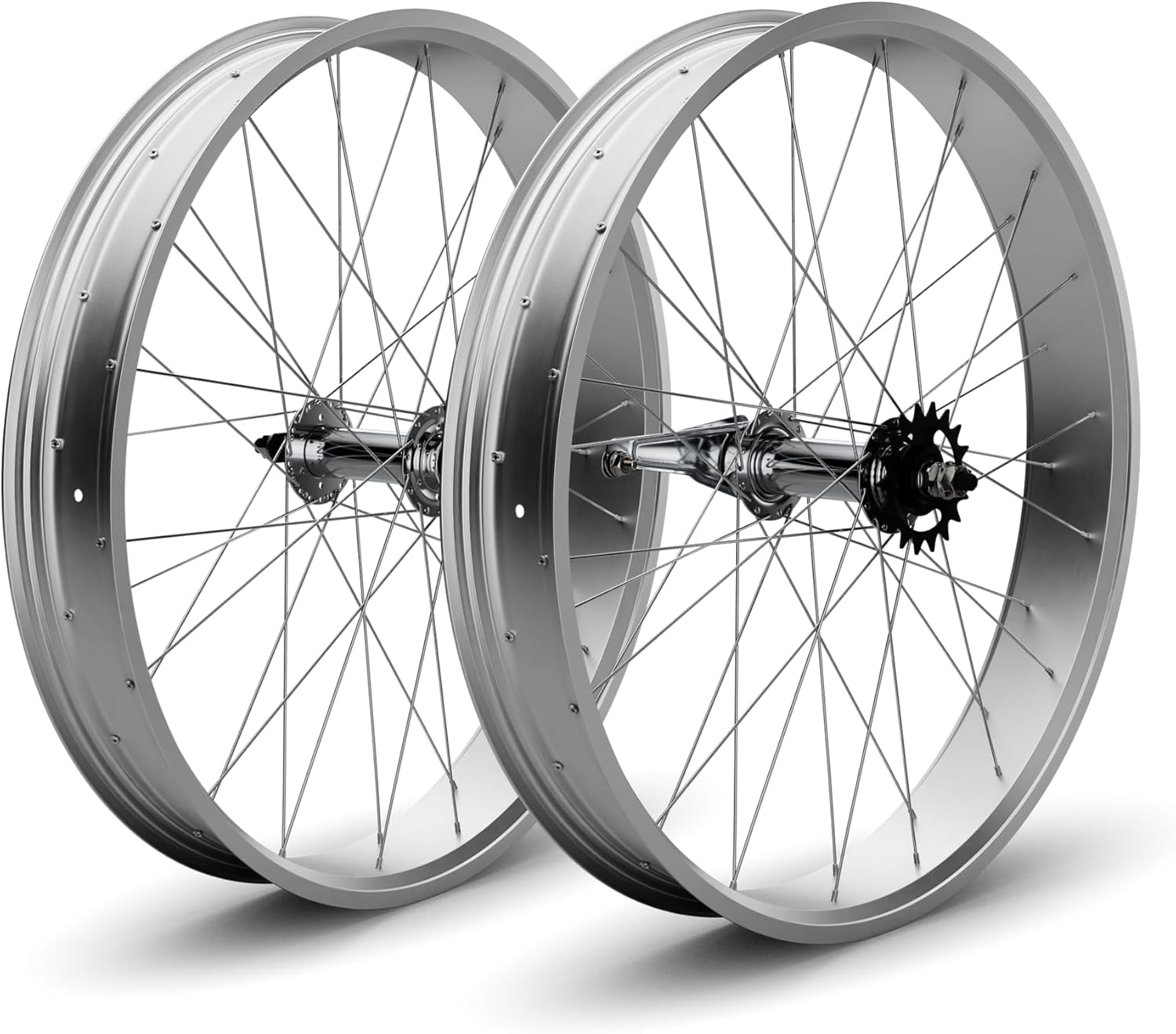 Flying Horse 26 Inch Silver 1 Speed Fat Tire Beach Cruiser Wheel Set ...