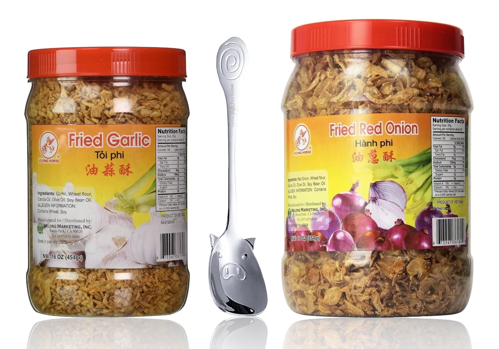 Flying Horse Fried Garlic and Red Onion 2lb Set - Crunchy Shallots and ...