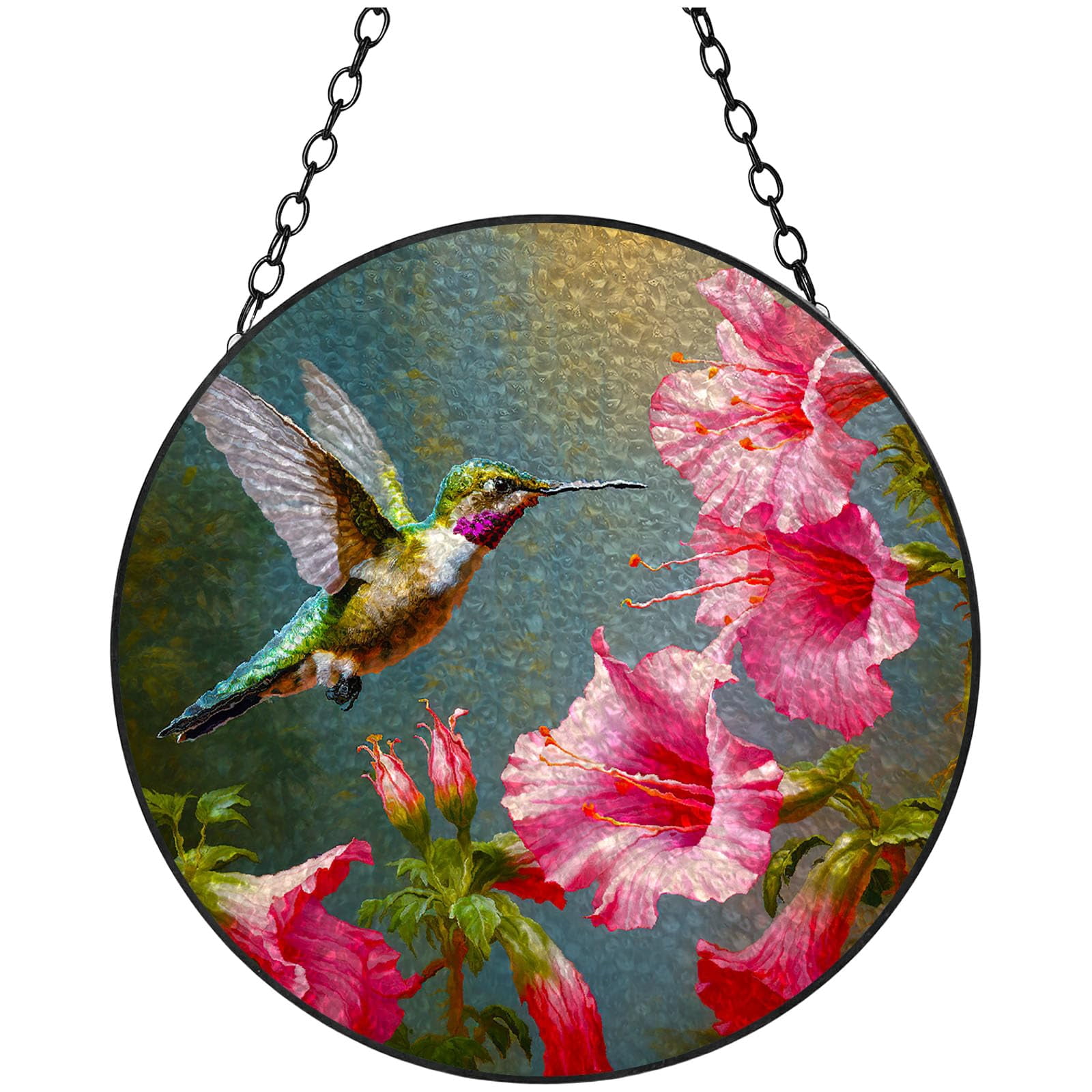 A Flying Hummingbird Feed Morning Glory Stained Glass Suncatcher ...